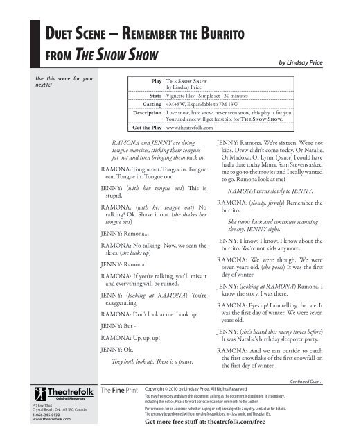 DUET SCENE – REMEMBER THE BURRITO FROM ... - Theatrefolk