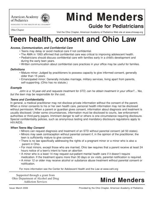 Mind Menders - Teen health, consent and Ohio Law