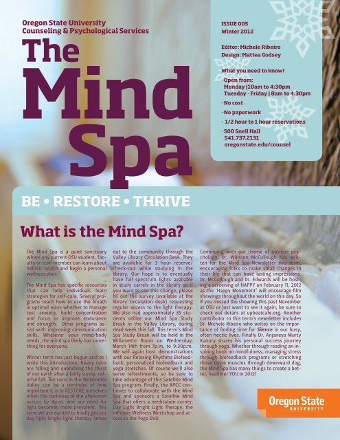What is the Mind Spa? - Oregon State University