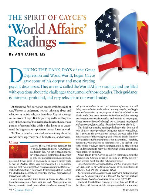 The Spirit of Cayce's 'World Affairs' Readings - Edgar Cayce