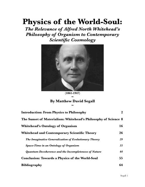 Physics of the World-Soul, Whitehead and ... - Footnotes 2 Plato