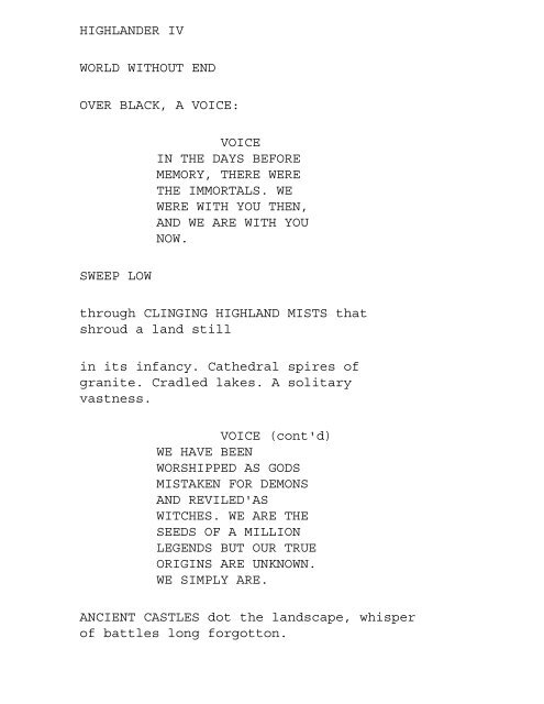HIGHLANDER IV: WORLD WITHOUT END - Movies-Scripts.net