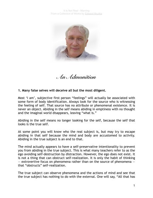 It Is Not Real - Warning