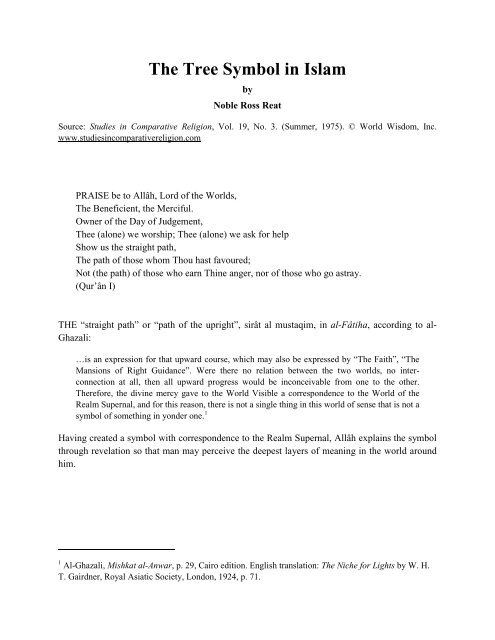 The Tree Symbol in Islam - Studies in Comparative Religion