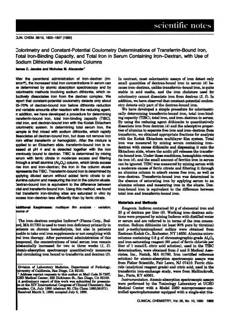Colorimetryand Constant-Potential Coulometry ... - Clinical Chemistry
