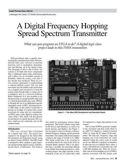 A Digital Frequency Hopping Spread Spectrum Transmitter - ARRL