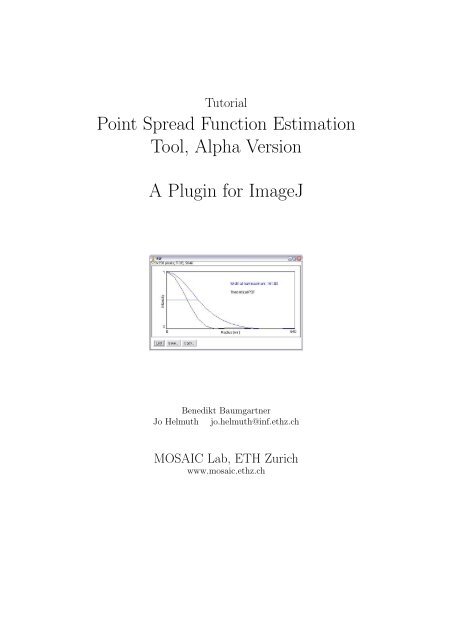 Point Spread Function Estimation Tool, Alpha Version A ... - MOSAIC