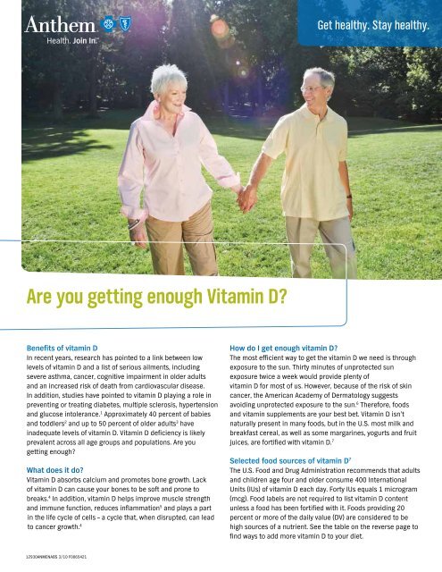 Wellness Flyer: Vitamin D - Time Well Spent - Anthem