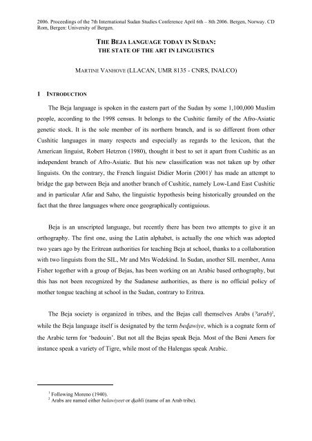 The Beja Language Today in Sudan - HAL