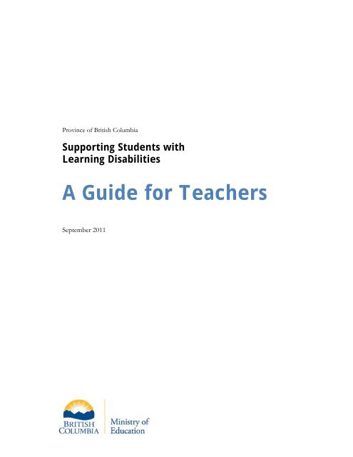 Supporting Students with Learning Disabilities A Guide ... - Education