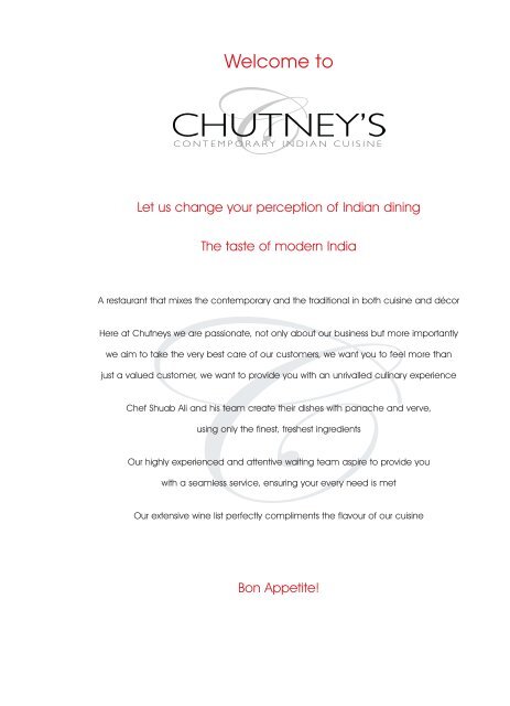 Download this menu as a PDF - Chutneys
