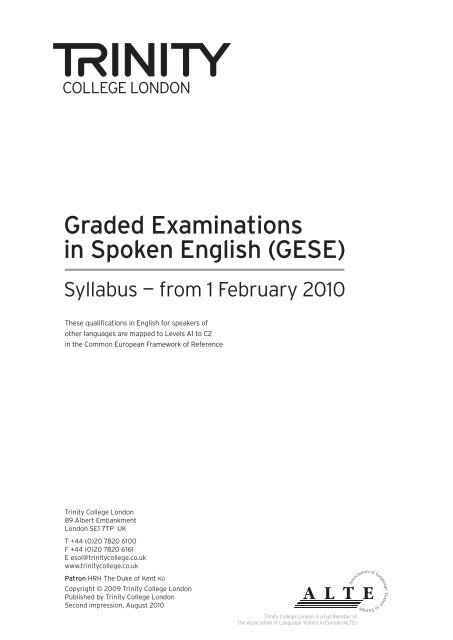 Graded Examinations in Spoken English (GESE) - Trinity College ...