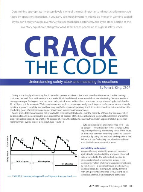 Understanding safety stock and mastering its equations - apics