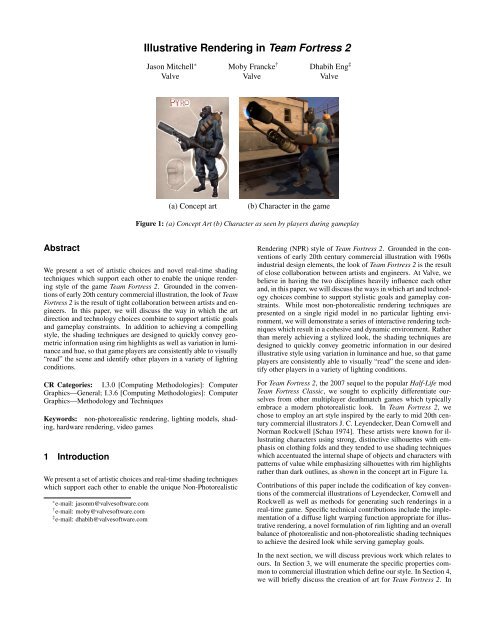 Illustrative Rendering in Team Fortress 2 (pdf) - Valve