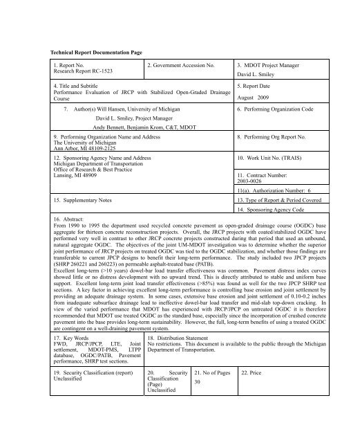 RC-1523 - Performance Evaluation of JRCP with Stabilized Open ...