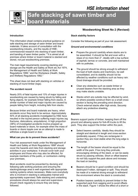 Safe stacking of sawn timber and board materials - HSE
