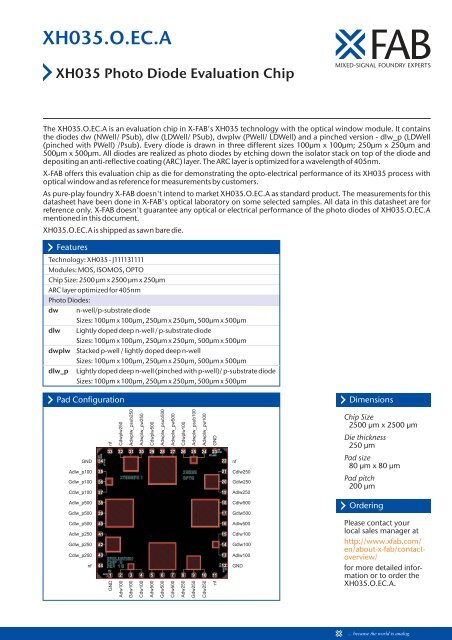 XH035 Photo Diode Evaluation Chip - X-Fab