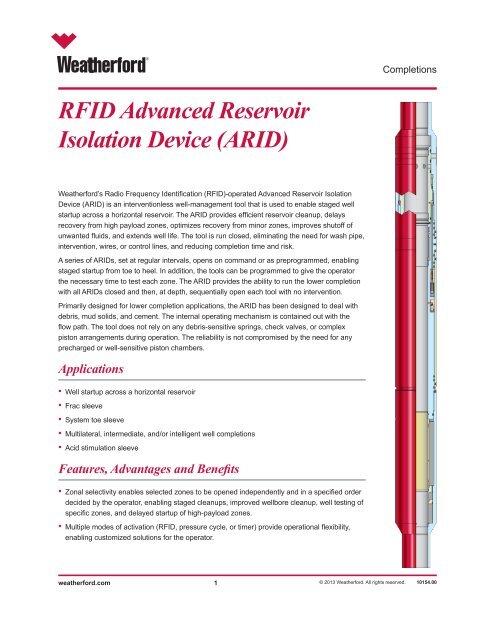 RFID Advanced Reservoir Isolation Device (ARID) - Weatherford ...