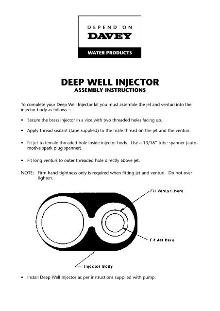 DEEP WELL INJECTOR - Davey Pumps