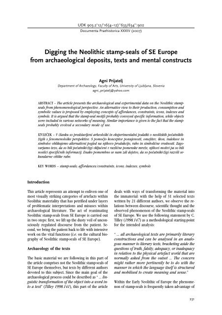 Digging the Neolithic stamp-seals of SE Europe from archaeological ...