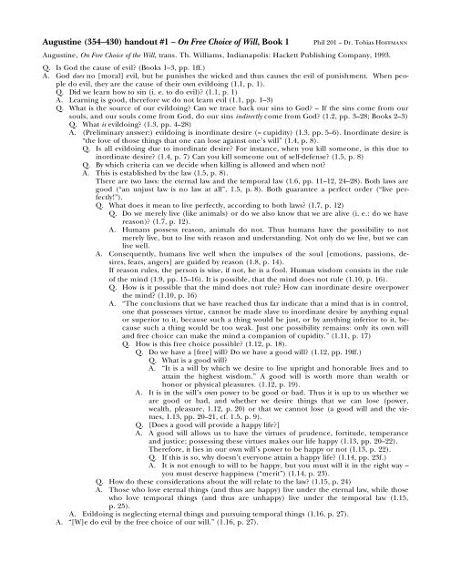 Augustine Free Choice Of The Will