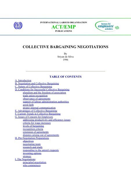 collective bargaining negotiations - International Labour Organization