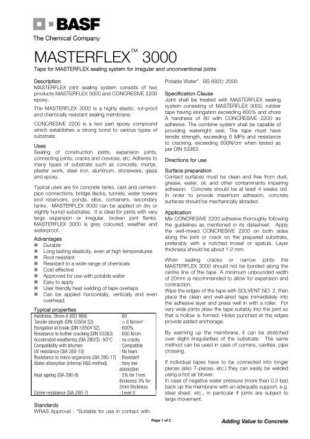 MASTERFLEX 3000 - BASF Construction Chemicals