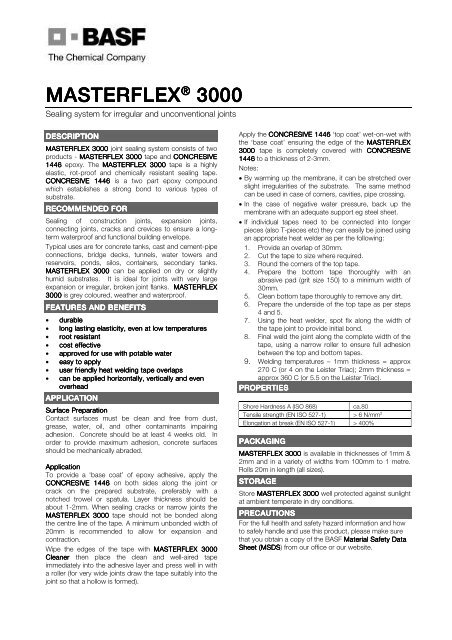 MASTERFLEX ®3000 - BASF Construction Chemicals Pacific