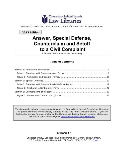 Answer, Special Defense, Counterclaim and Setoff to a Civil Complaint