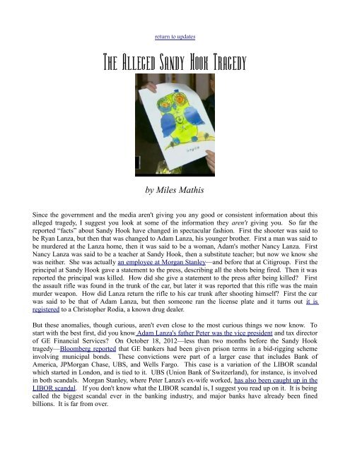 The Alleged Sandy Hook Tragedy - Mathis, Miles Williams