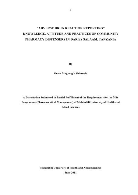 MUHIMBILI UNIVERSITY OF HEALTH AND ALLIED SCIENCES ...