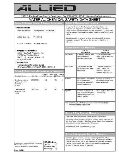 EpoxyBond 110 - Allied High Tech Products, Inc.