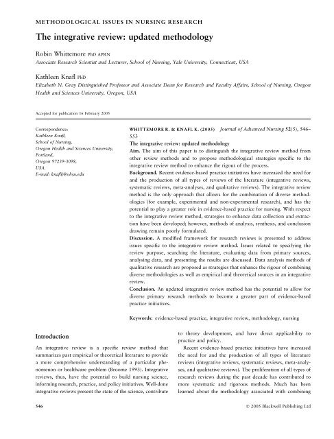 The integrative review: updated methodology