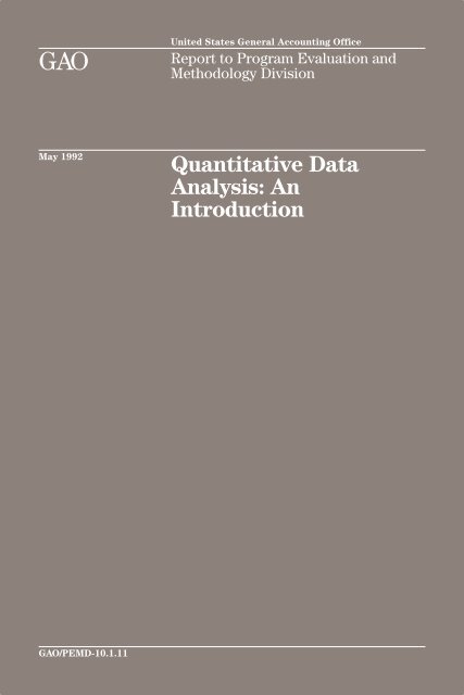 Quantitative Data Analysis - US Government Accountability Office