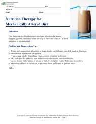 Level 2 Nutrition Therapy for Dysphagia: Mechanically Altered Foods