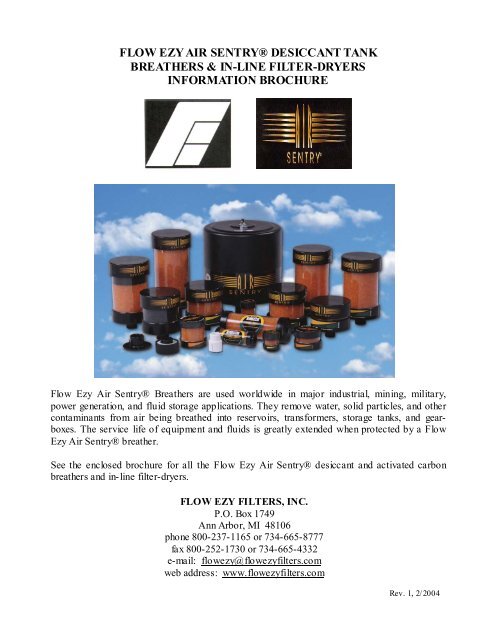 Flow ezy air sentry® desiccant tank breathers - Flow Ezy Filters