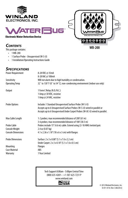WaterBug WB200 Manual - Winland Electronics, Inc.