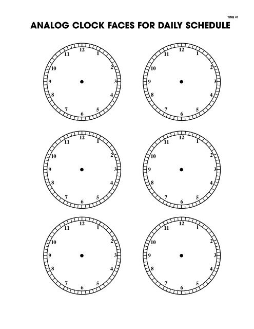 ANALOG CLOCK FACES FOR DAILY SCHEDULE