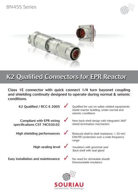 K2 Qualified Connectors for EPR Reactor - Souriau