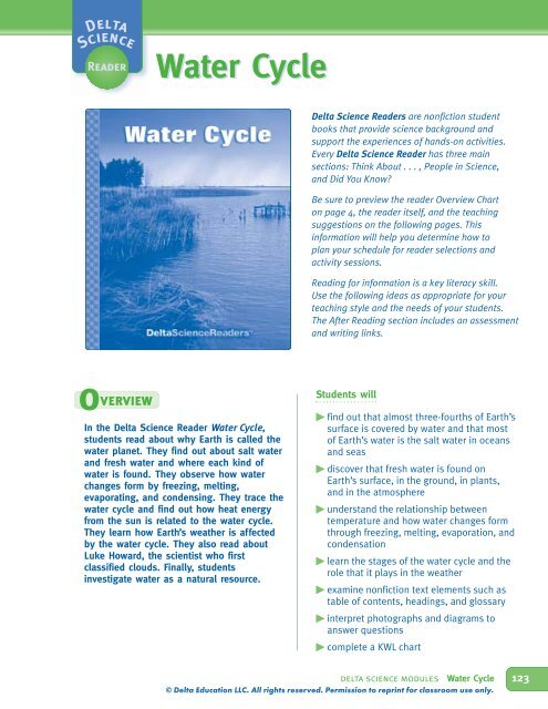 Water Cycle - Delta Science Reader Teacher Pages - Delta Education