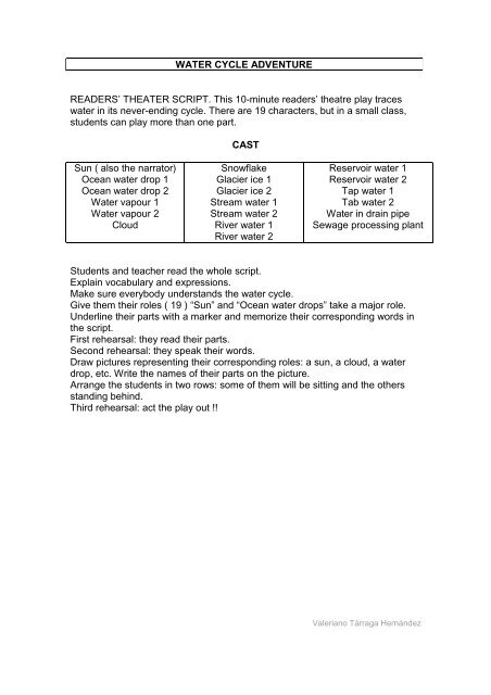 Water Cycle Adventure Readers' Theatre