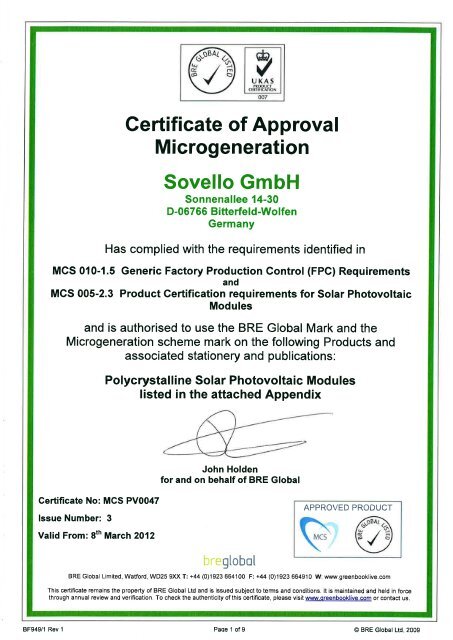 MCS-Certificate - Sovello