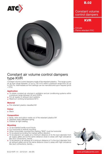 Constant air volume control dampers type KVR - Air Trade Centre