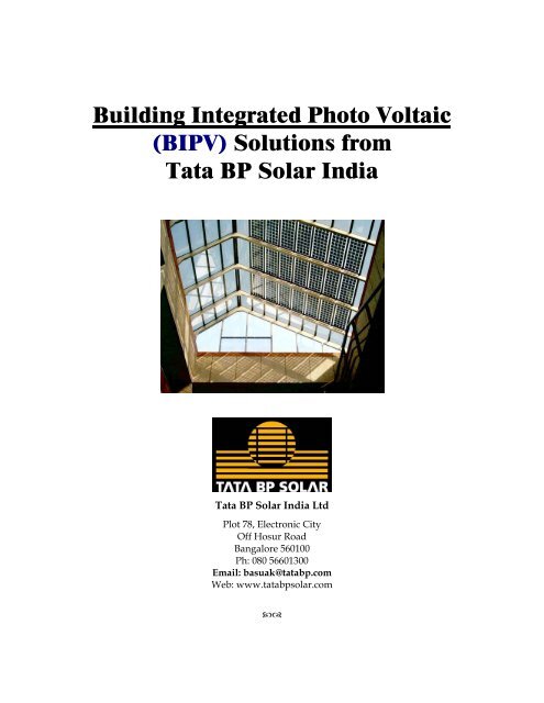 Building Integrated Photo Voltaic (BIPV) Solutions from Tata BP ...