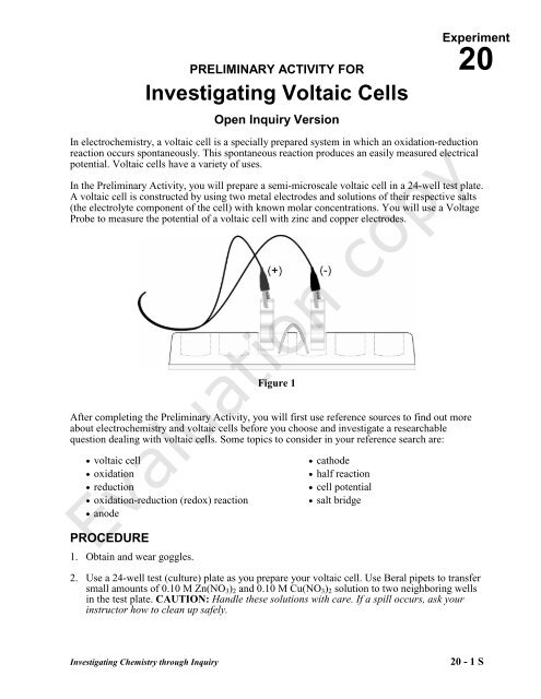 Investigating Voltaic Cells - Vernier Software & Technology