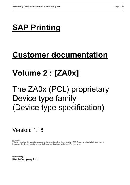 SAP Printing Customer documentation Volume 2 : [ZA0x] The ... - ELP
