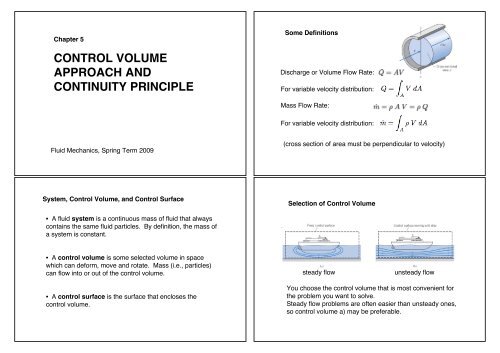 CONTROL VOLUME APPROACH AND CONTINUITY PRINCIPLE