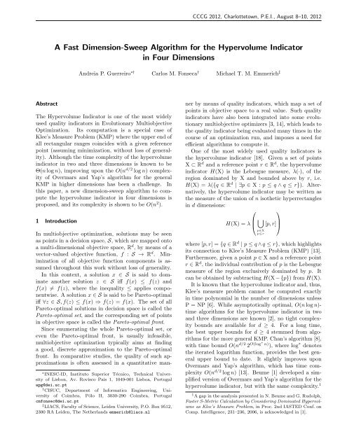 A Fast Dimension Sweep Algorithm For The Hypervolume Indicator In