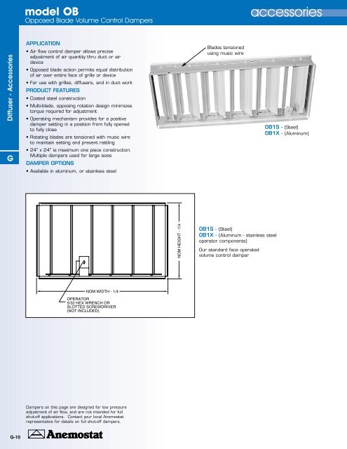 Opposed Blade Volume Control Dampers - Anemostat HVAC