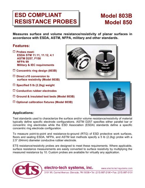Model 803B Model 850 ESD COMPLIANT RESISTANCE PROBES